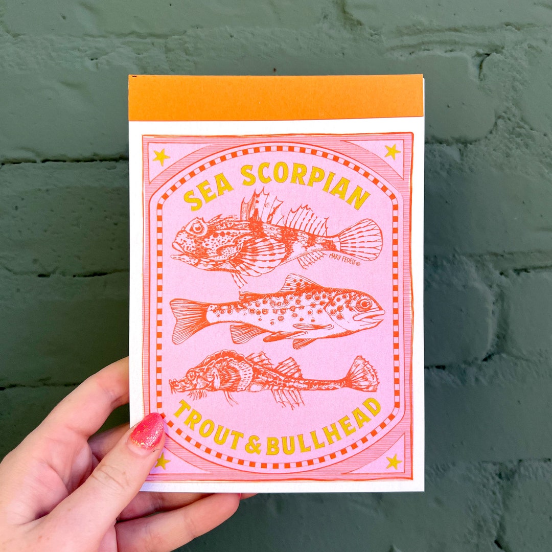 Sea Scorpion, Trout & Bullhead Notepad | Fish Notepad - Etsy