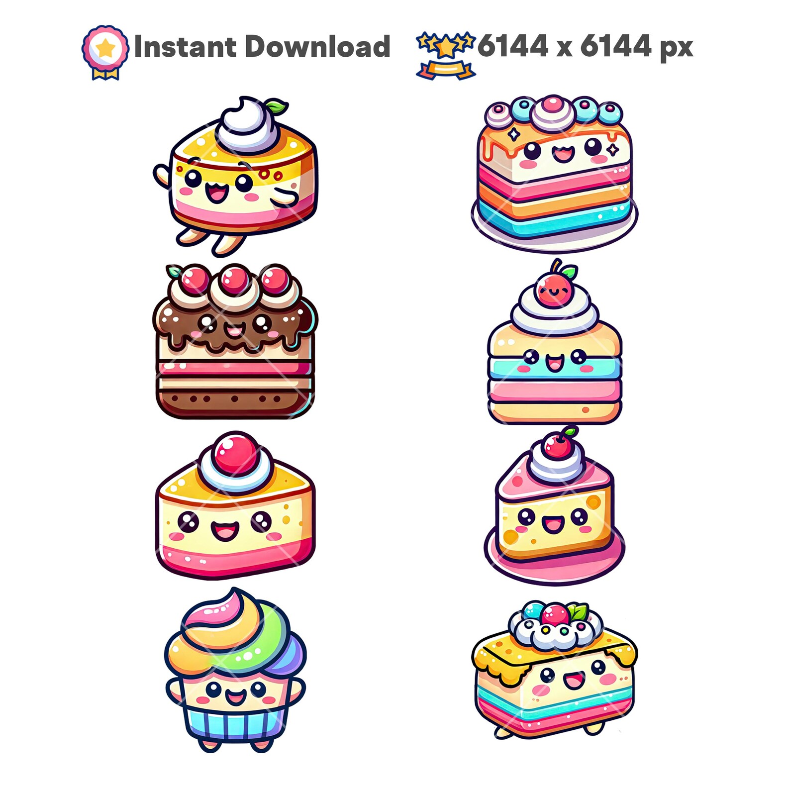 Cute Kawaii Cake Pie Sweets Cheesecake Food Sweets Stickers Cute PNG ...