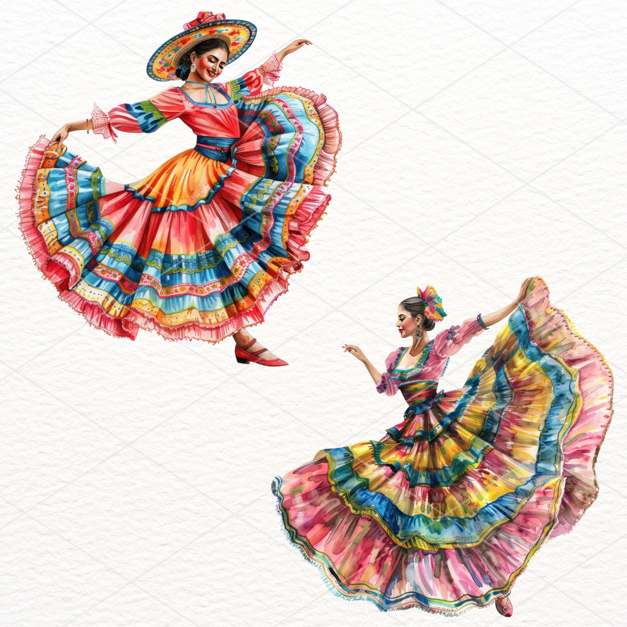Watercolor Hispanic Heritage Clipart: Latino Festival PNG (digital ...