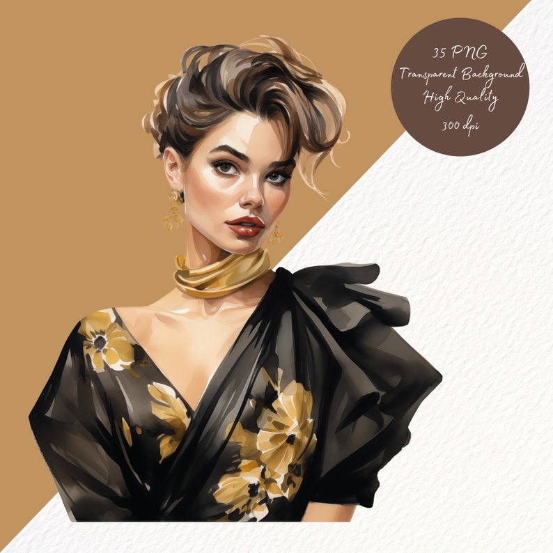 Watercolor Glamour Girl Clipart, Fashion Girls, Fashion Illustration ...