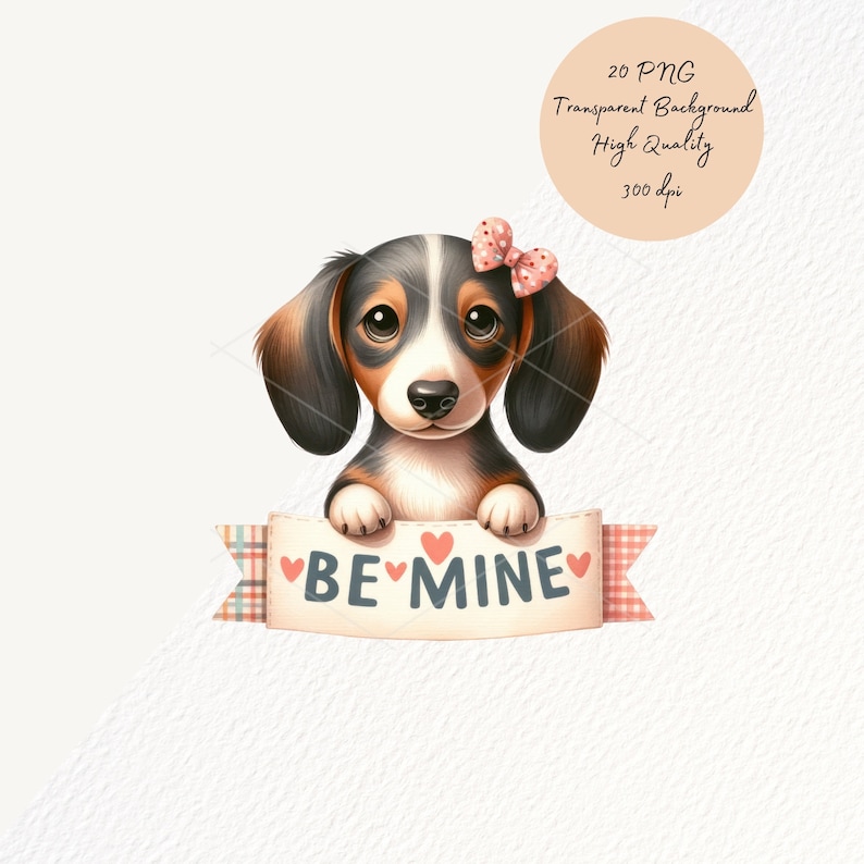 Dachshund Valentine Watercolor Clipart, Valentine Dog PNG, Valentines ...