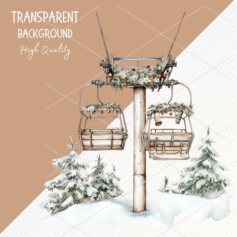 Watercolor Ski Resort Clipart: Winter Holiday PNG (digital Download) - Etsy