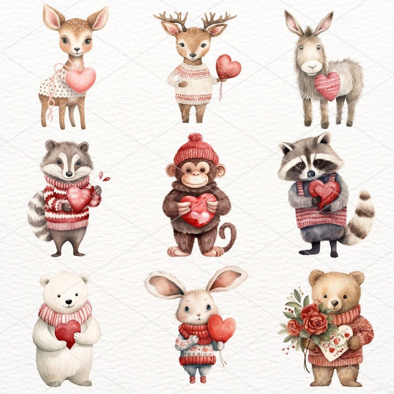 Valentine's Day Animals, Valentine's Day Clipart, Romantic Clipart ...