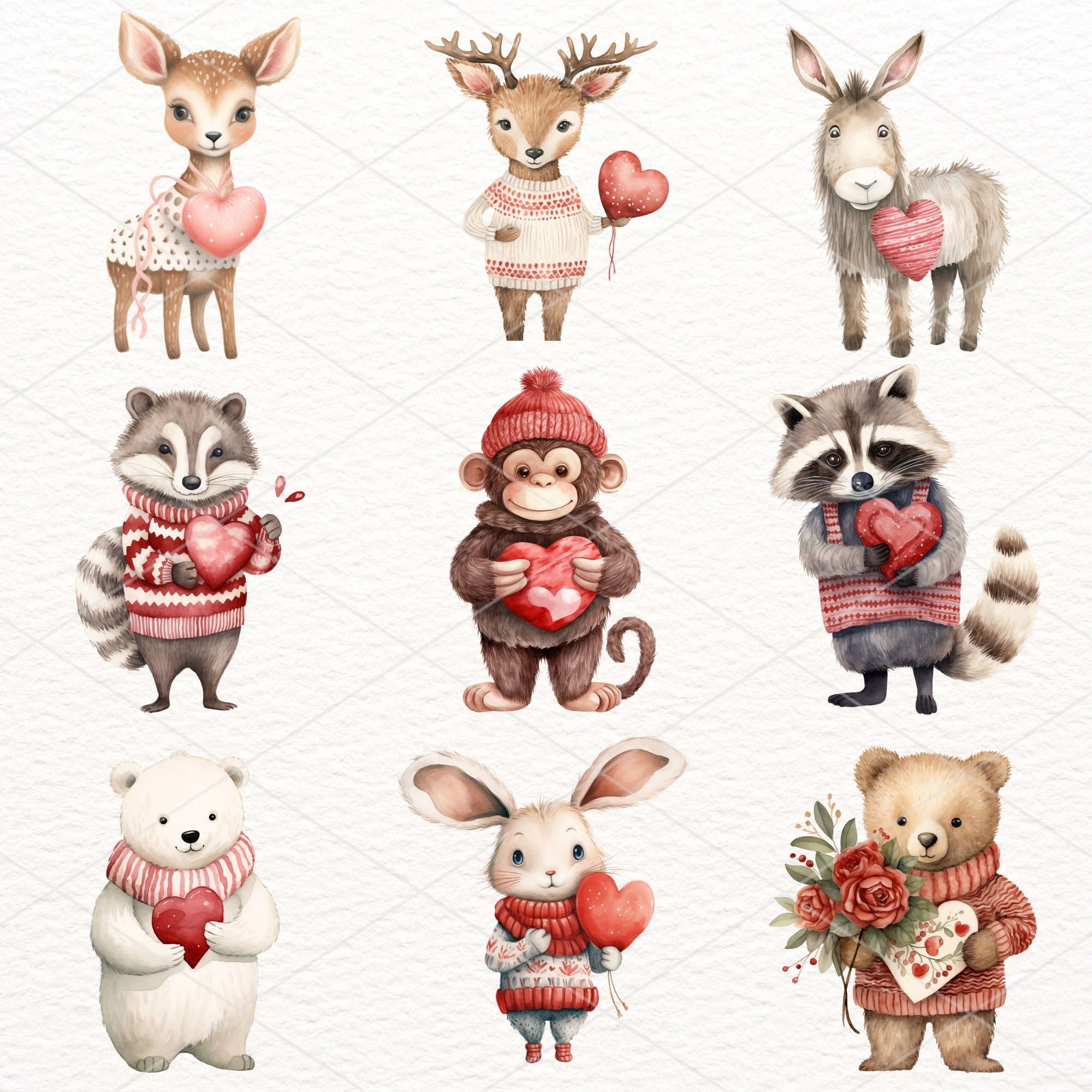 Valentine's Day Animals, Valentine's Day Clipart, Romantic Clipart ...