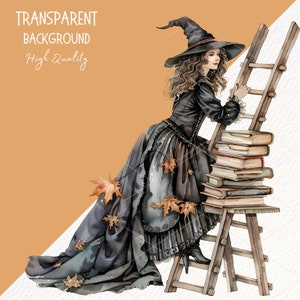 Watercolor Halloween Clipart, Reading, Haunted Library, Spooky, Creepy ...