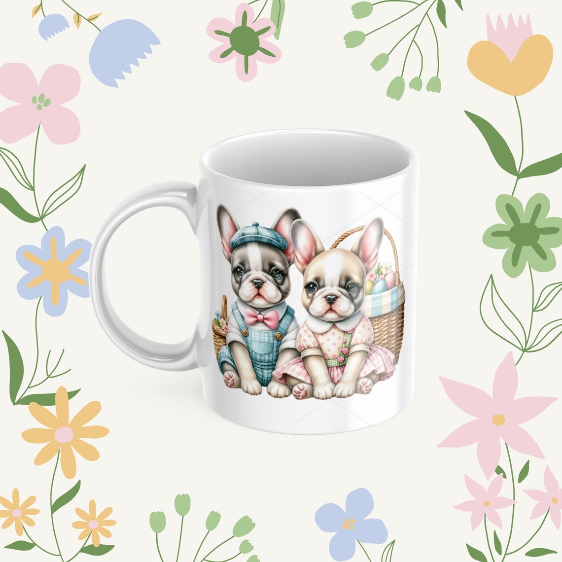 Spring Clipart Bundle PNG, French Bulldog Clipart, Cute Frenchie ...