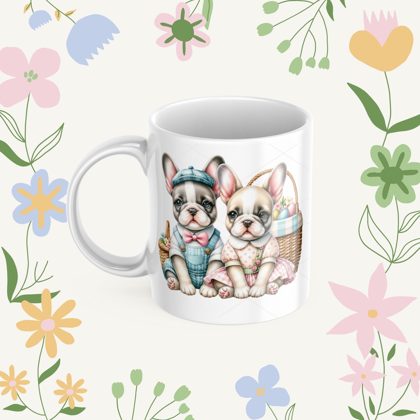 Spring Clipart Bundle PNG, French Bulldog Clipart, Cute Frenchie ...