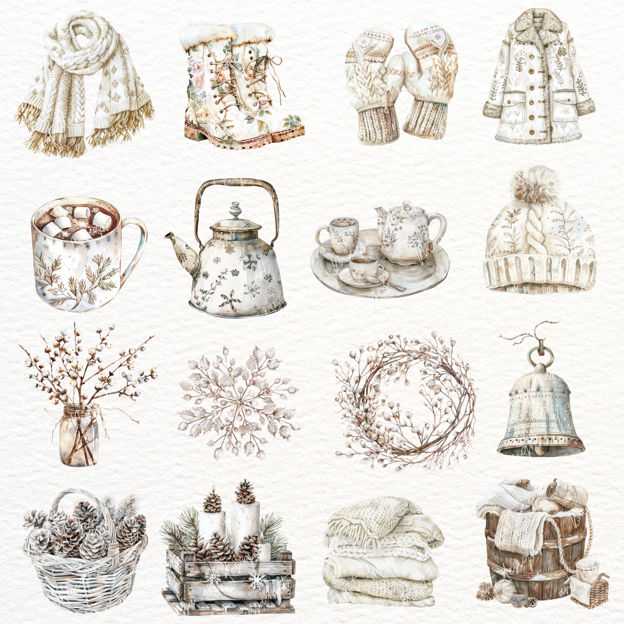 Watercolor Winter Snowy Clipart, Winter Illustrations, Cozy Winter ...