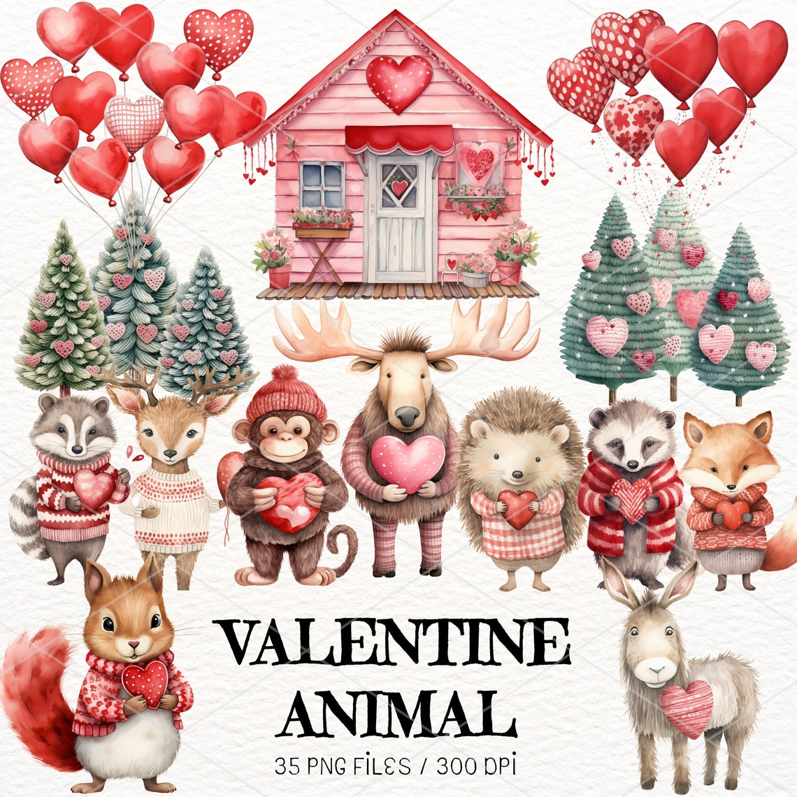 Valentine's Day Animals, Valentine's Day Clipart, Romantic Clipart ...