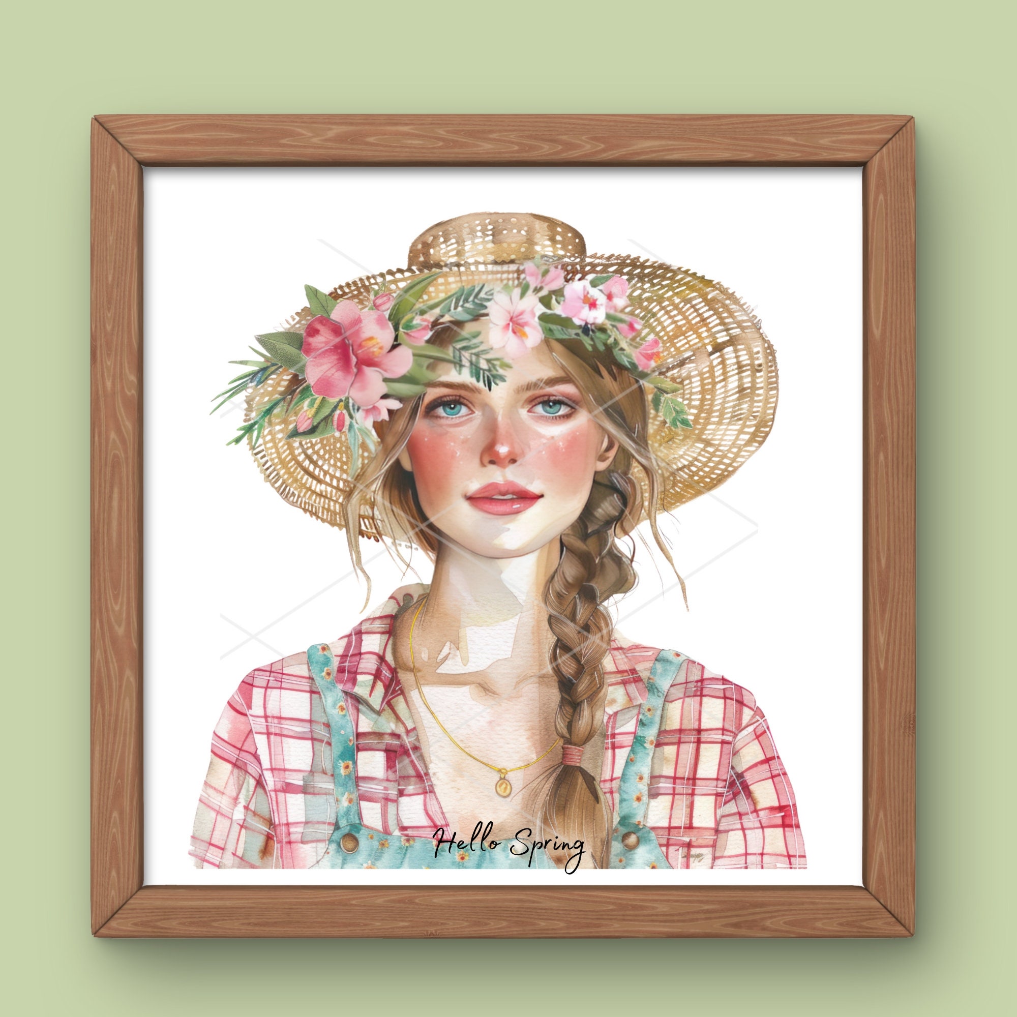 Watercolor Spring Clipart, Spring PNG, Cottagecore Clipart, Spring Girl ...