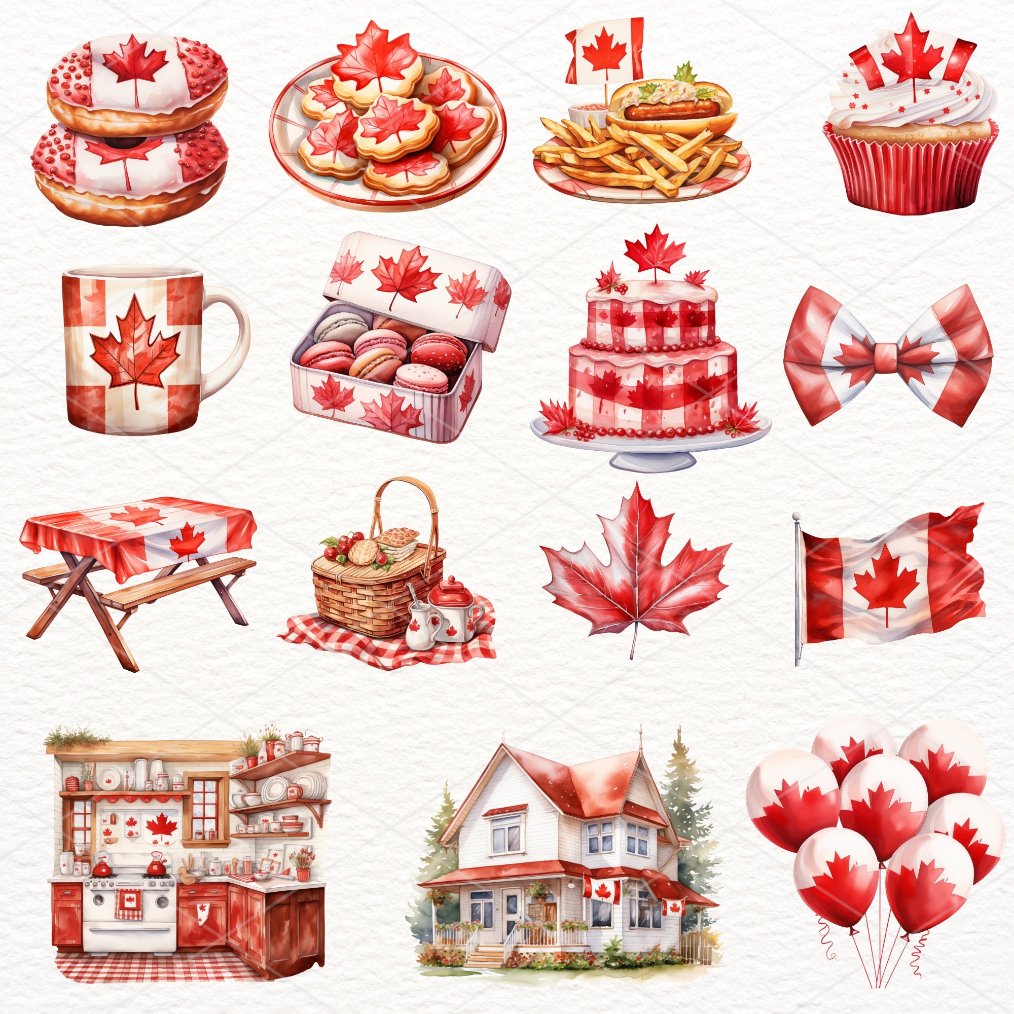 Canada Day Clipart, Canada Day PNG, Watercolor Clipart, 1st of July ...