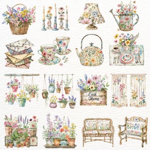 Watercolor Spring Clipart: Cottagecore Floral PNG (digital Download) - Etsy