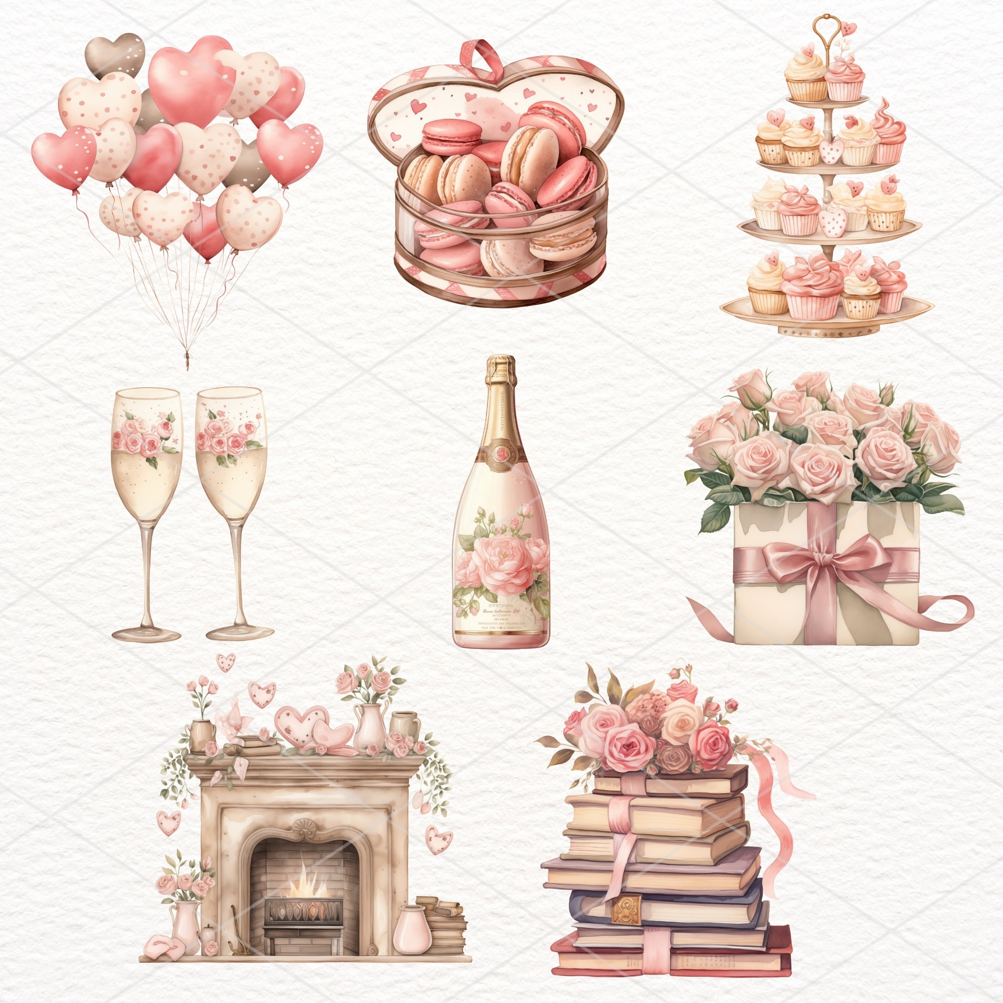 Watercolor Valentine's Day Clipart, Happy Valentines Day Illustration ...