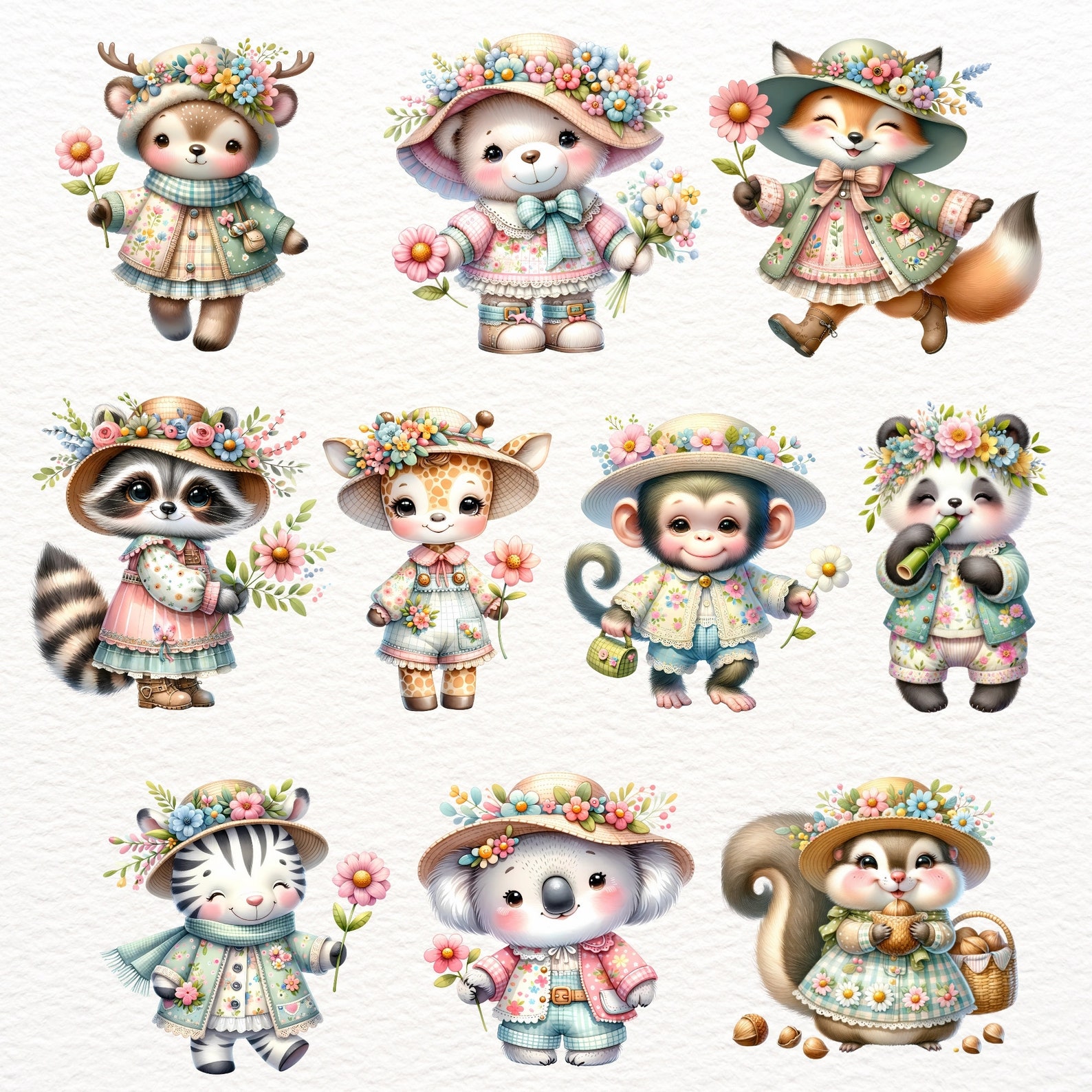 Watercolor Spring Animals Clipart, Spring Clipart PNG, Adorable ...