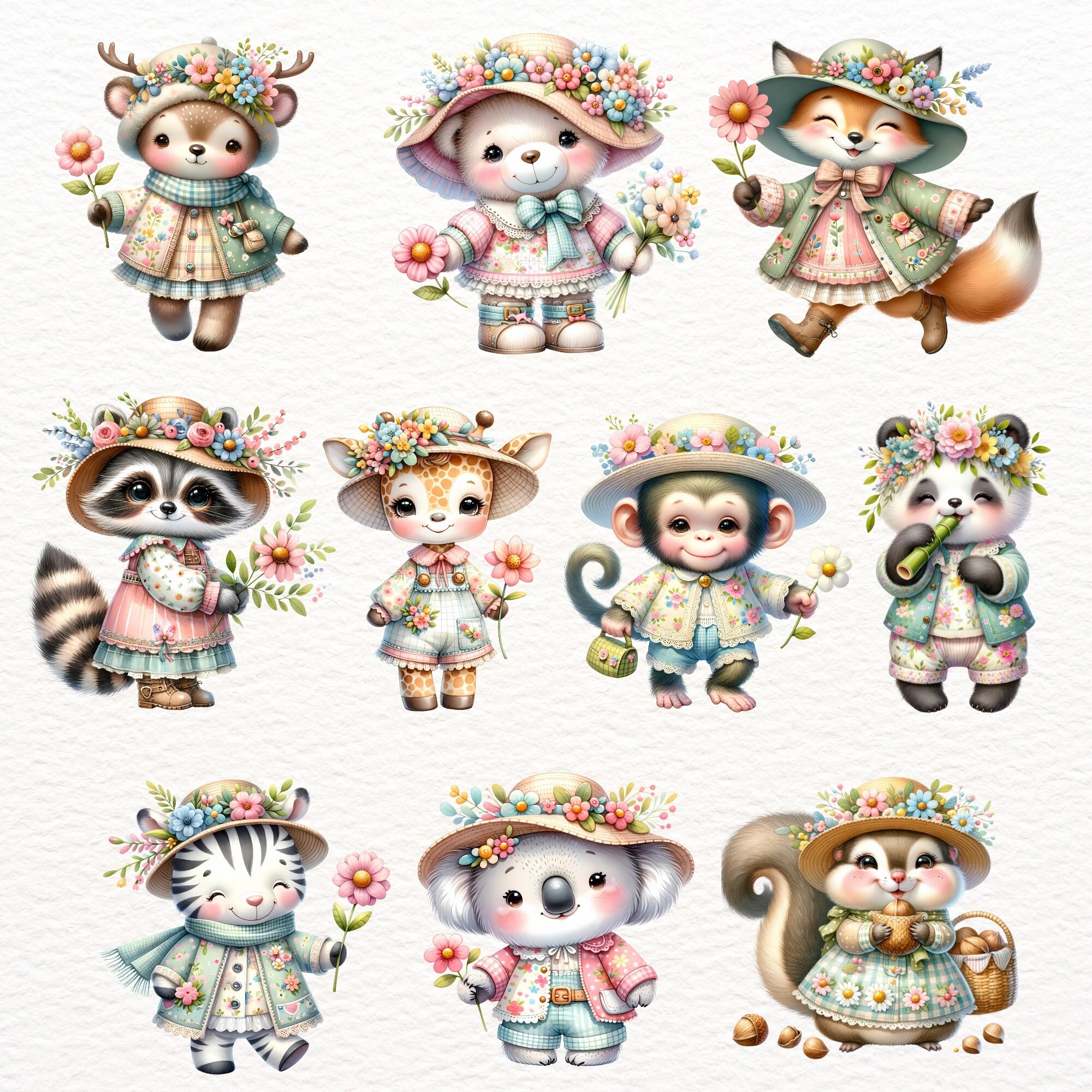 Watercolor Spring Animals Clipart, Spring Clipart PNG, Adorable ...