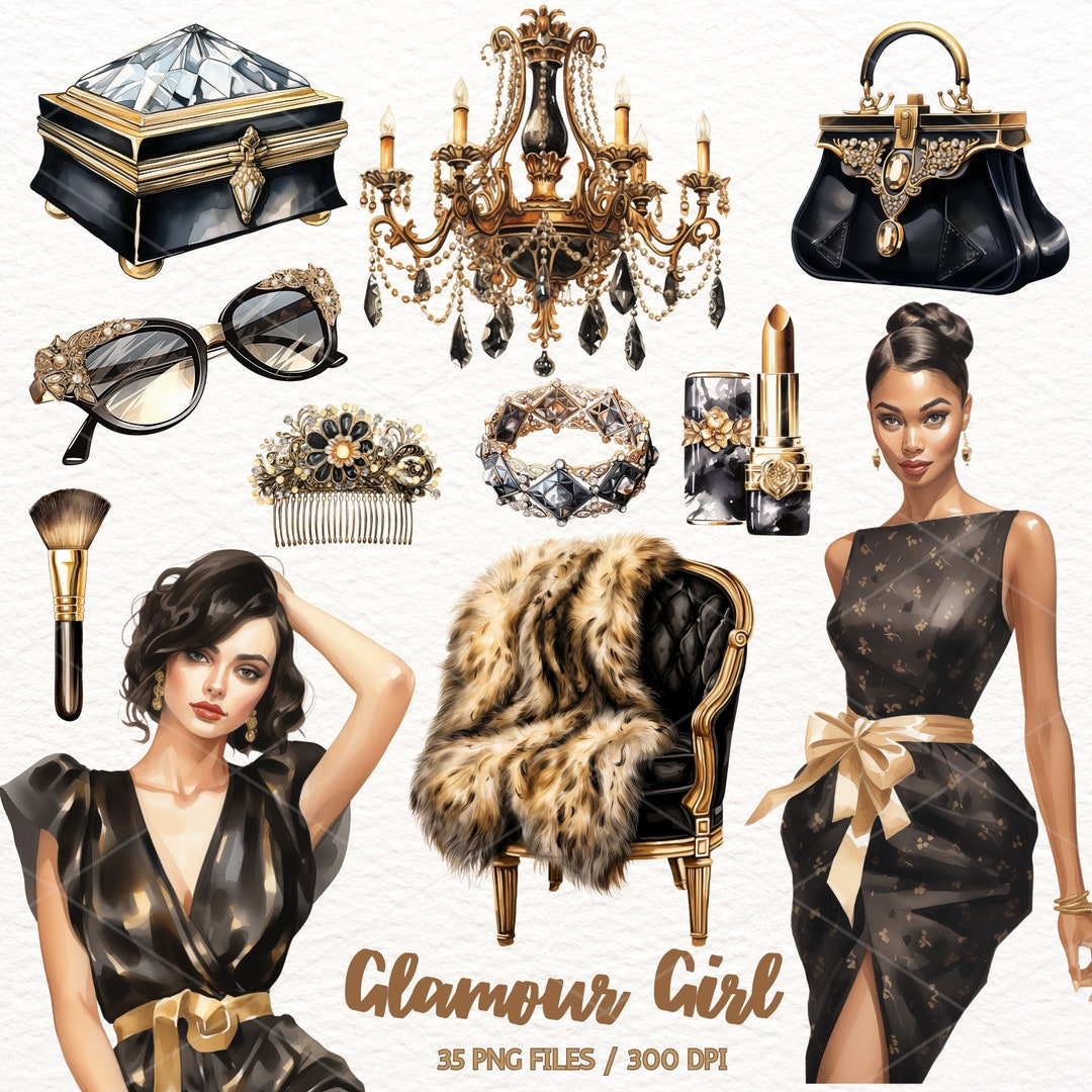 Watercolor Glamour Girl Clipart, Fashion Girls, Fashion Illustration ...