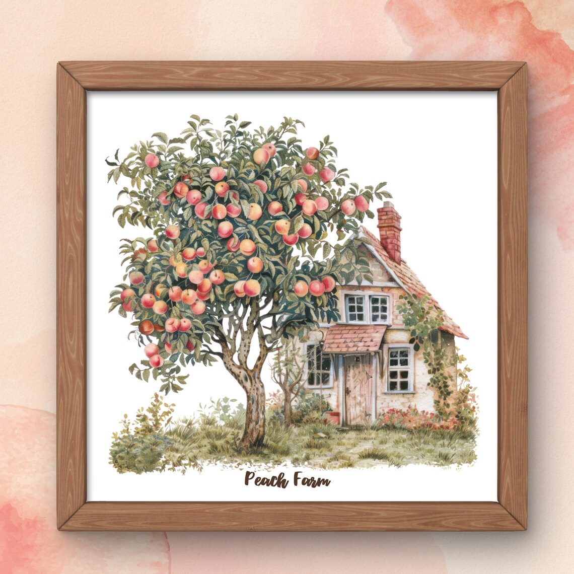 Watercolor Peach Farm Clipart, Fruit Clip Art, Summer Graphics, Peach ...