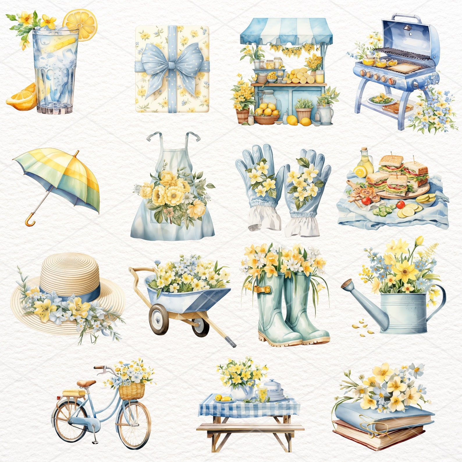 Spring Day Watercolor Clipart, Cozy Spring Graphic, Cottagecore Clip ...