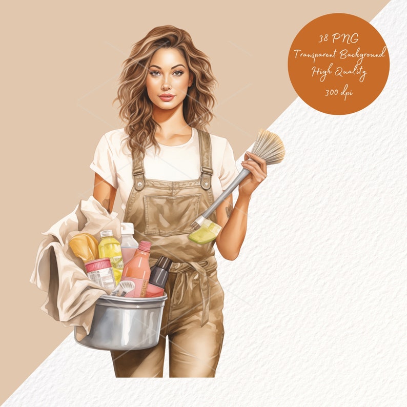 Watercolor Cleaning Day Clipart, Neutral Cleaning PNG, Cleaning ...