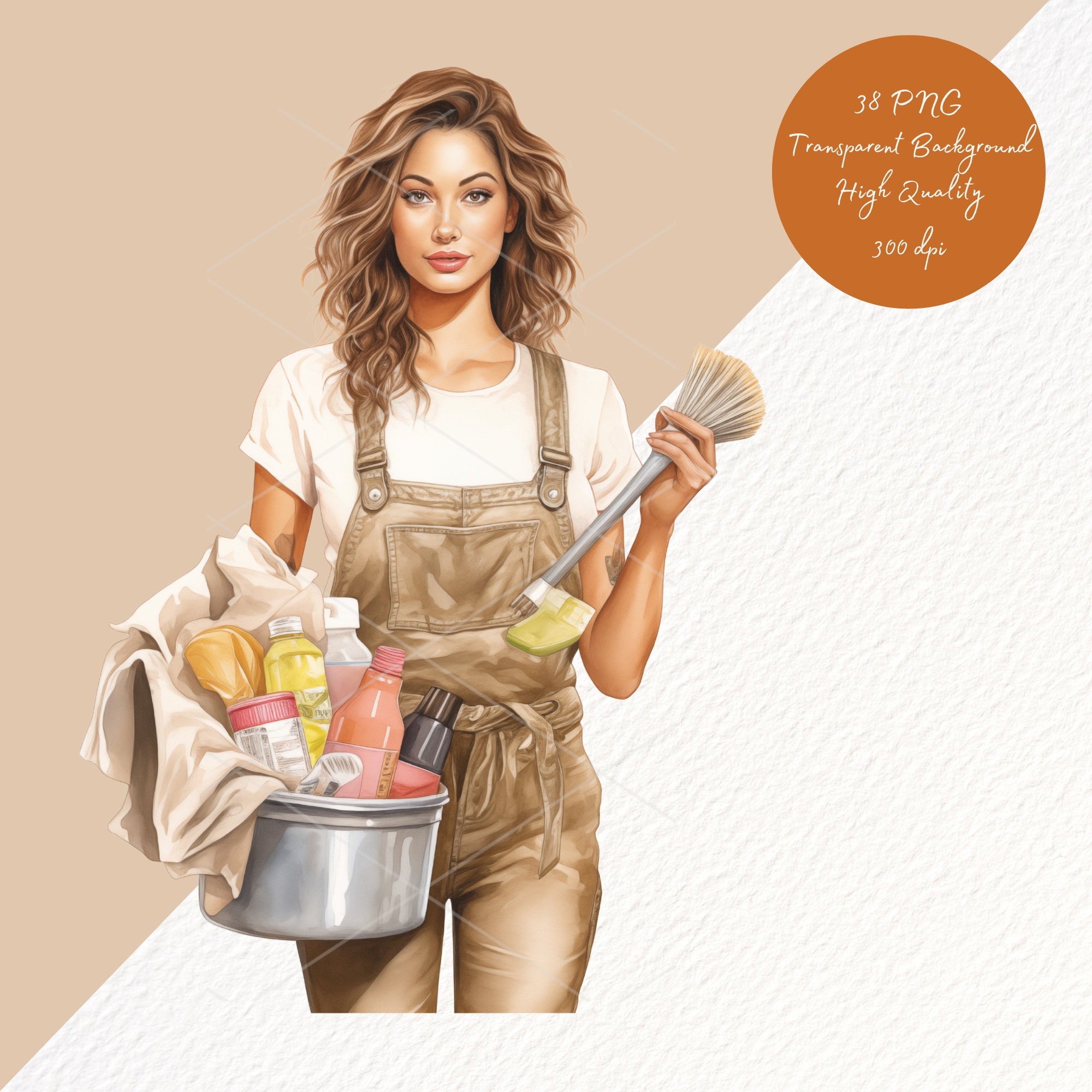 Watercolor Cleaning Day Clipart, Neutral Cleaning PNG, Cleaning ...