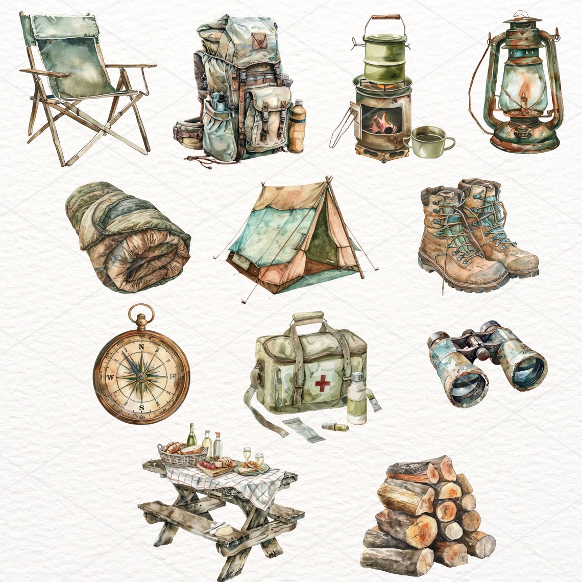 Watercolor Camping Trip Clipart, Travel Graphics, Travel Vacation PNG ...