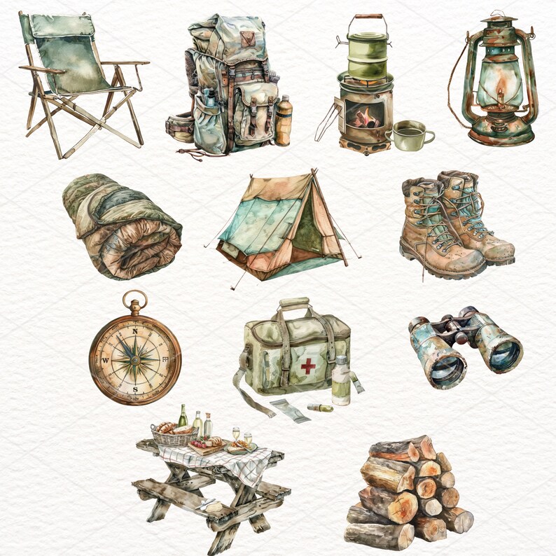 Watercolor Camping Trip Clipart, Travel Graphics, Travel Vacation PNG ...