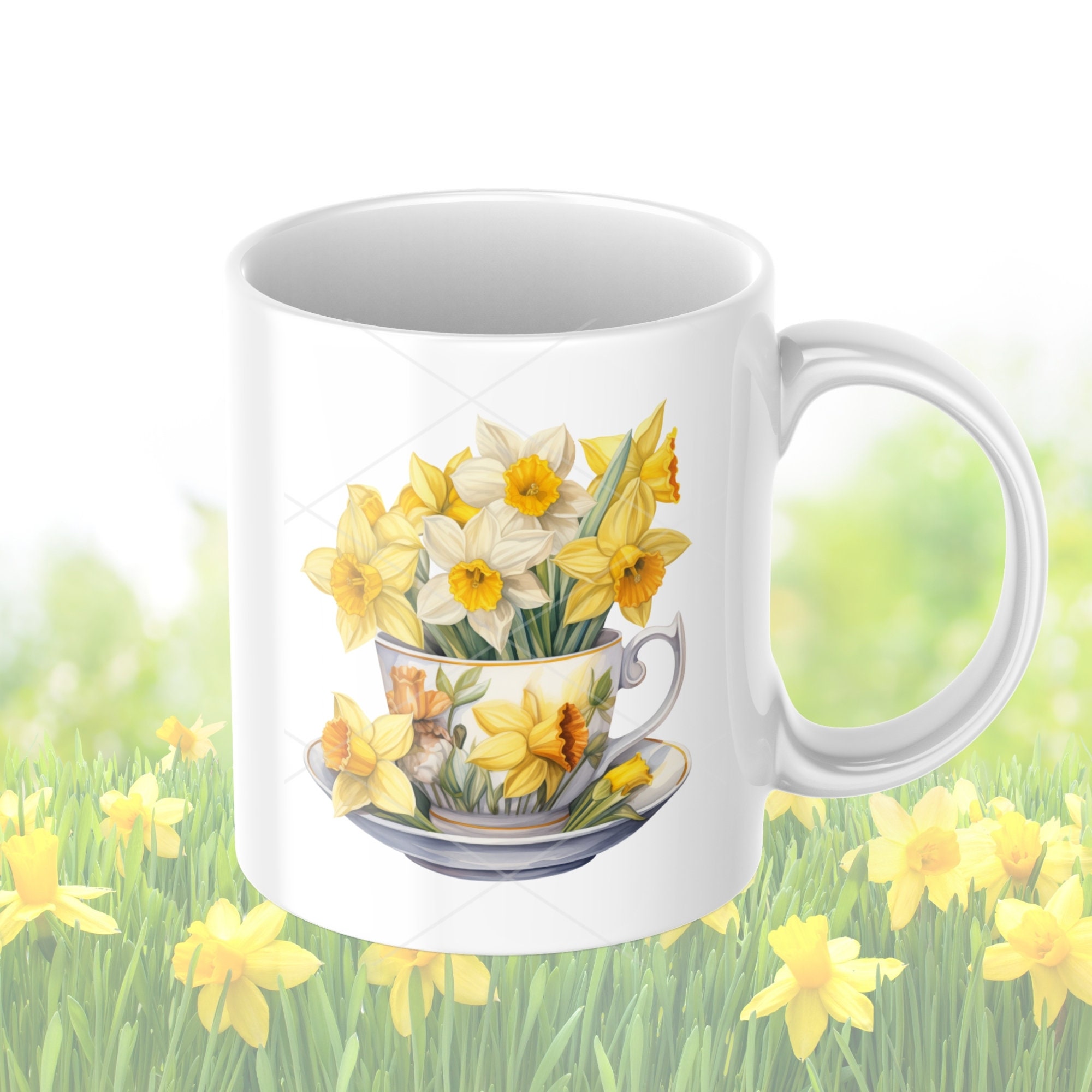 Spring Daffodil Flowers Watercolor Clipart Bundle, Floral PNG Clipart ...