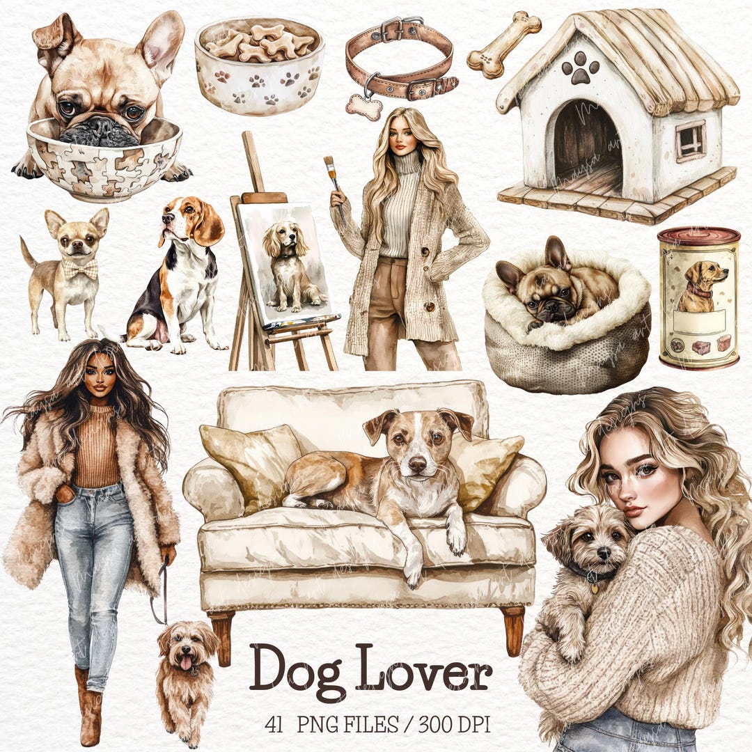 Watercolor Dog Breeds Clipart: Puppy PNG Graphics (digital Download) - Etsy