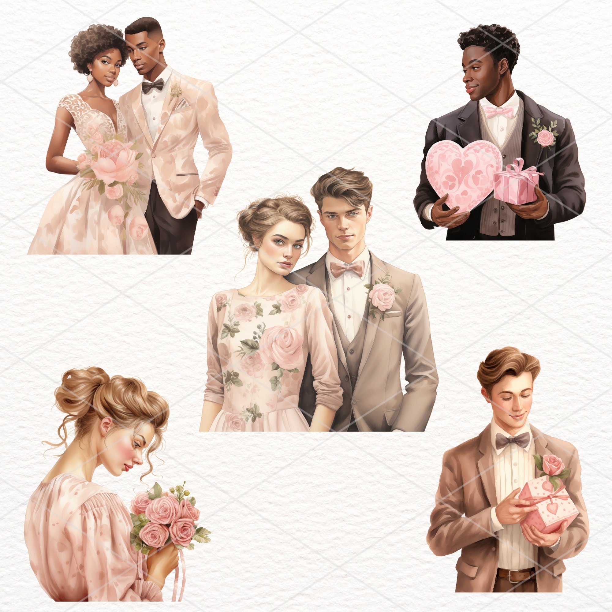 Watercolor Valentine's Day Clipart, Happy Valentines Day Illustration ...