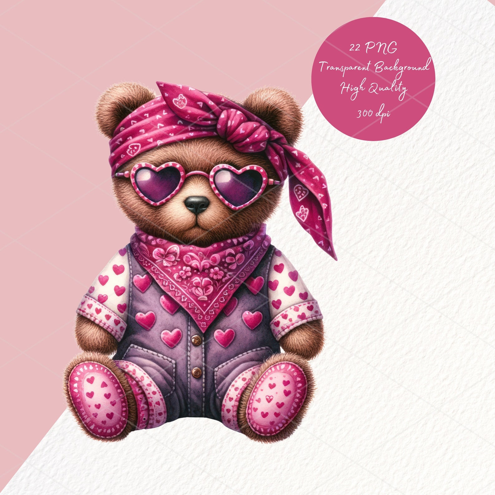 Watercolor Valentine Teddy Bear Clipart, Valentines Day Clipart ...