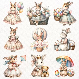 Easter Bunny Clipart PNG, Watercolor Easter Clipart, Cute Bunnies ...