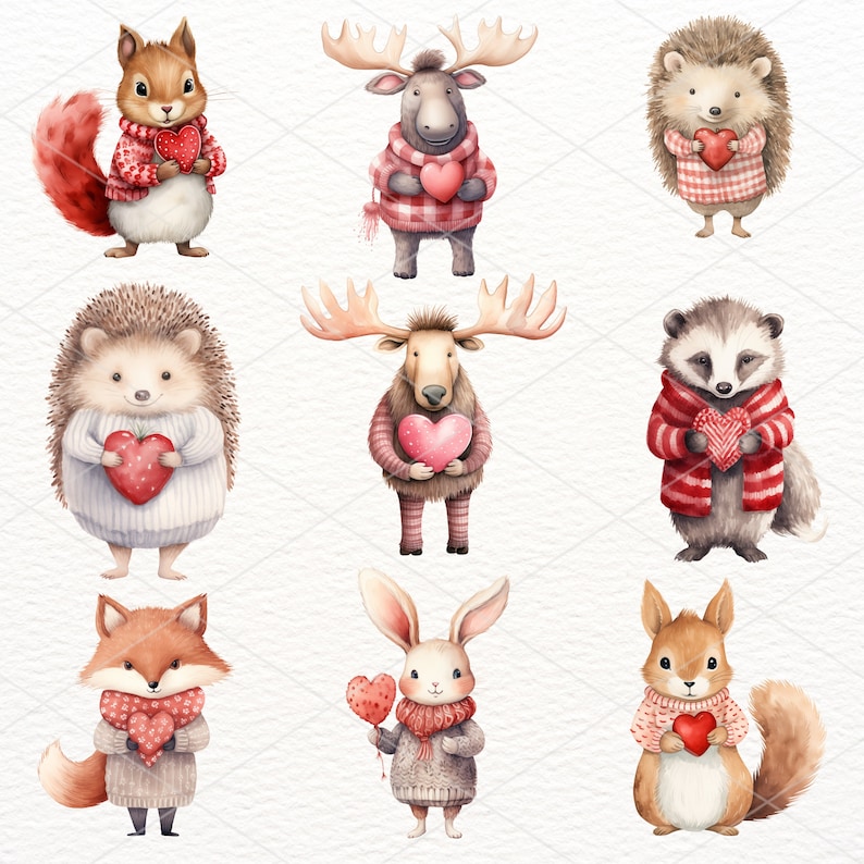Valentine's Day Animals, Valentine's Day Clipart, Romantic Clipart ...