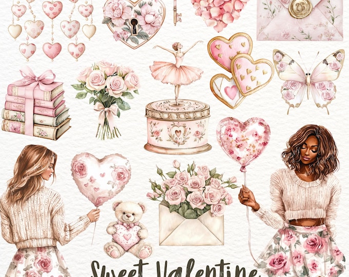 Cute Valentine Clipart, DIGITAL DOWNLOAD, Valentines Day Teddy Bear ...