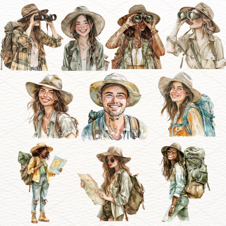 Watercolor Camping Trip Clipart, Travel Graphics, Travel Vacation PNG ...