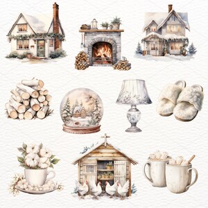 Watercolor Winter Clipart, Cozy Winter, Winter Wonderland, Scrapbooking ...