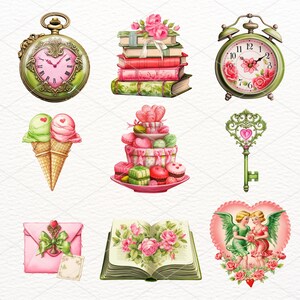 Retro Valentine Clipart, Love Clipart, Watercolor Clipart, Valentines ...
