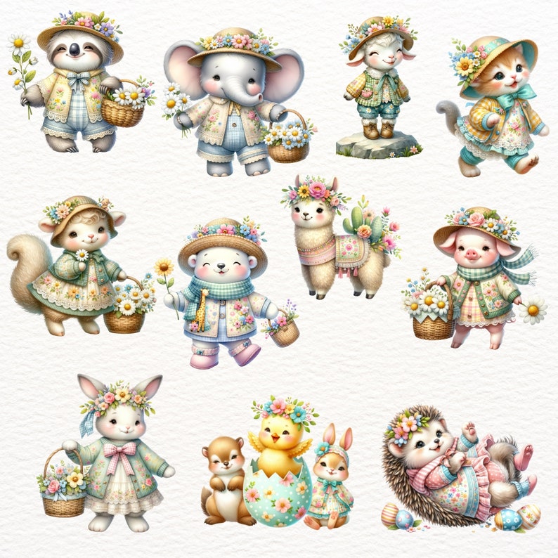 Watercolor Spring Animals Clipart, Spring Clipart PNG, Adorable ...