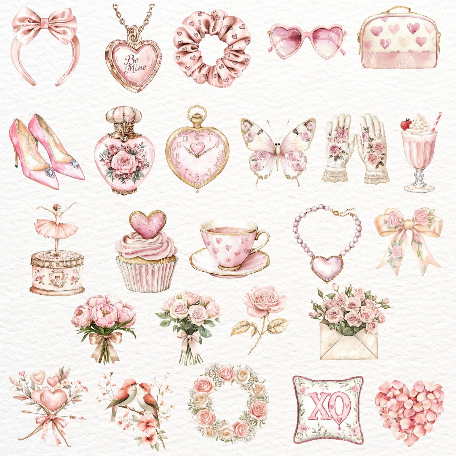 Watercolor Sweet Valentine Clipart, Valentines PNG Romantic Clip Art ...