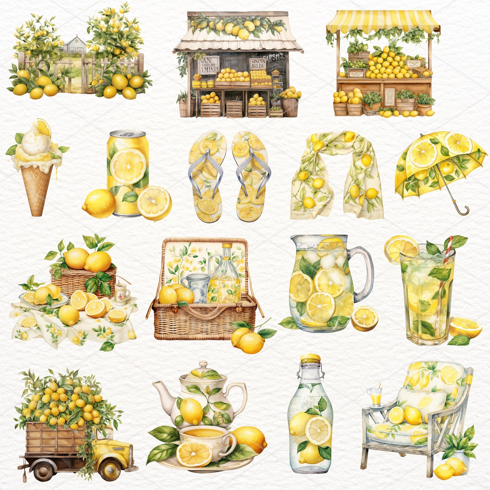 Watercolor Lemon Clipart, Lemon PNG, Fruit Clipart, Lemonade, Citrus ...