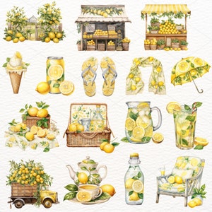 Watercolor Lemon Clipart, Lemon PNG, Fruit Clipart, Lemonade, Citrus ...