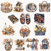 Watercolor Autumn Cottage Clipart: Cozy Fall PNG Graphics (digital ...