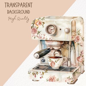 Watercolor Coffee Flower Clipart, Coffee PNG, Flower Coffee, Vintage ...