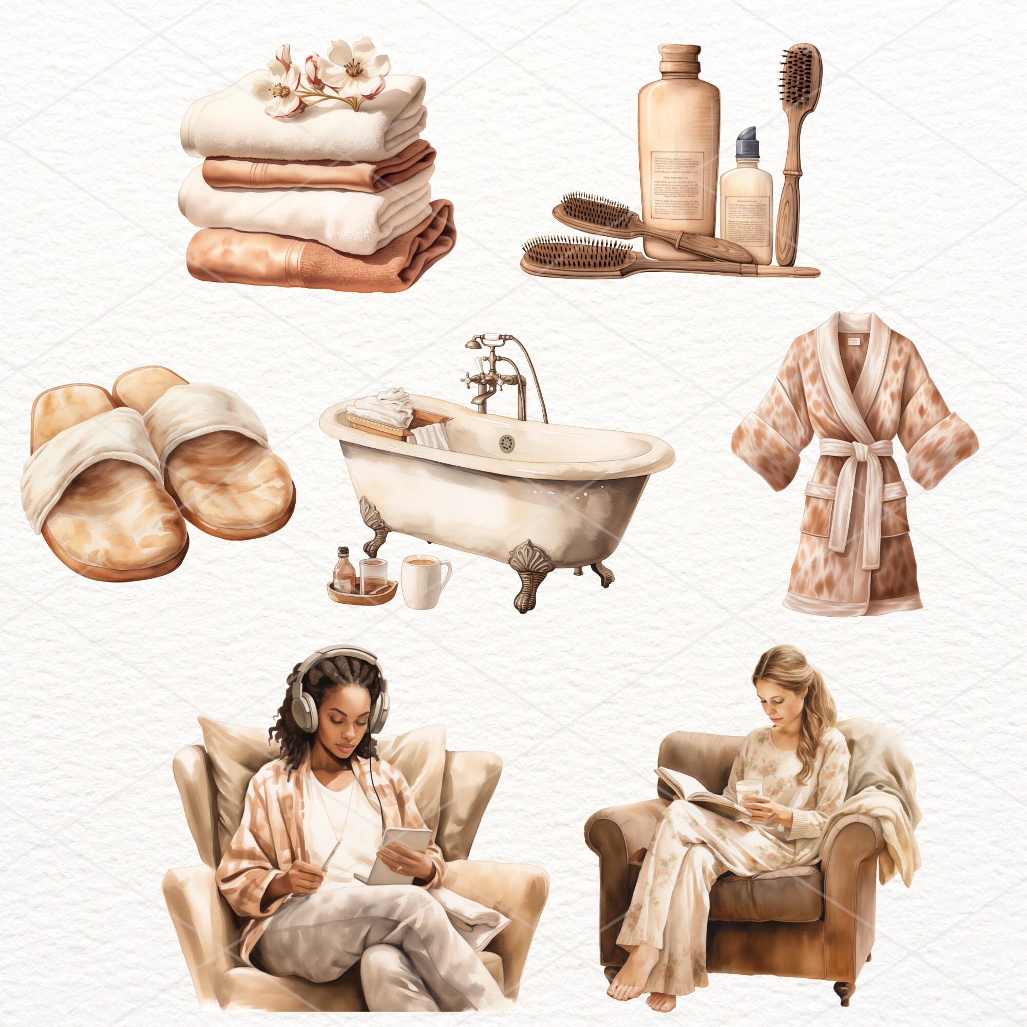 Watercolor Self Care Clipart: Spa & Beauty Graphics (commercial Use) - Etsy