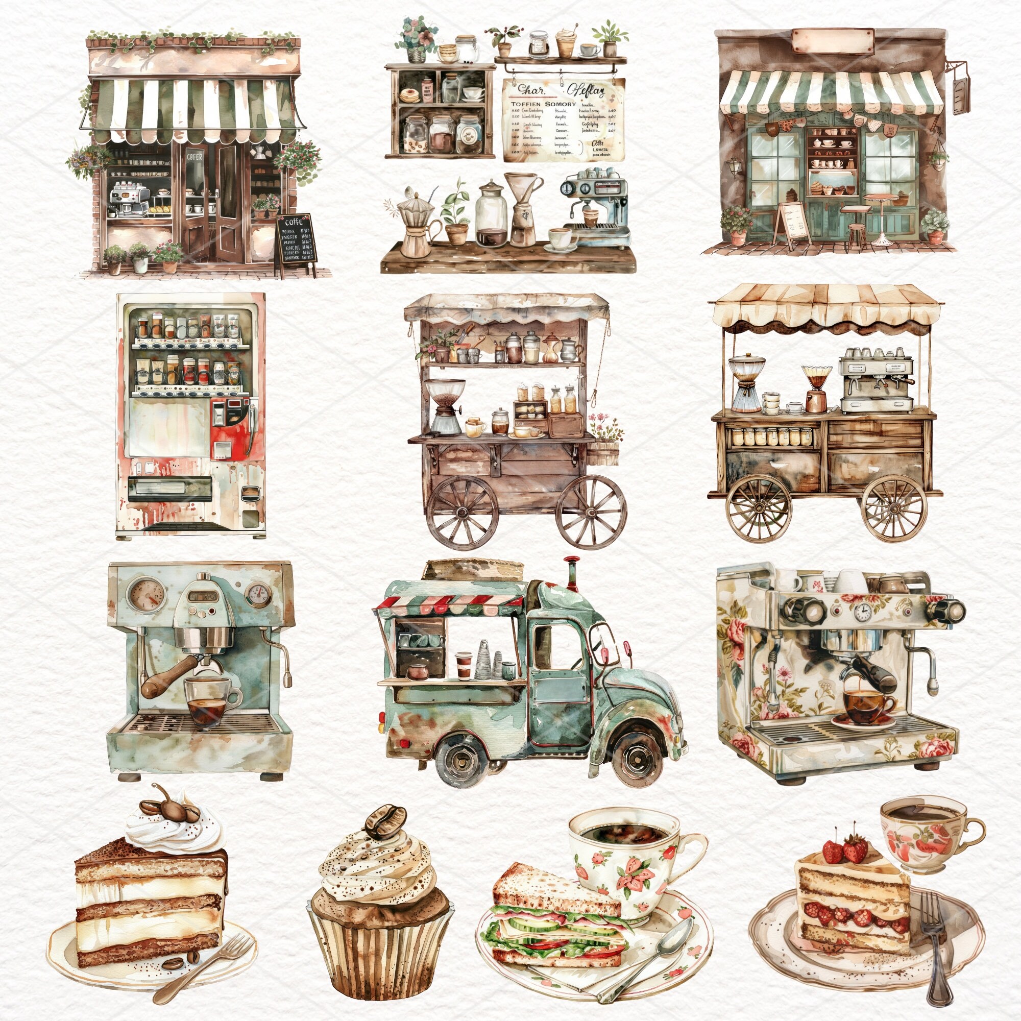 Watercolor Coffee Lover Clipart, Coffee Drinks Clipart, Barista ...