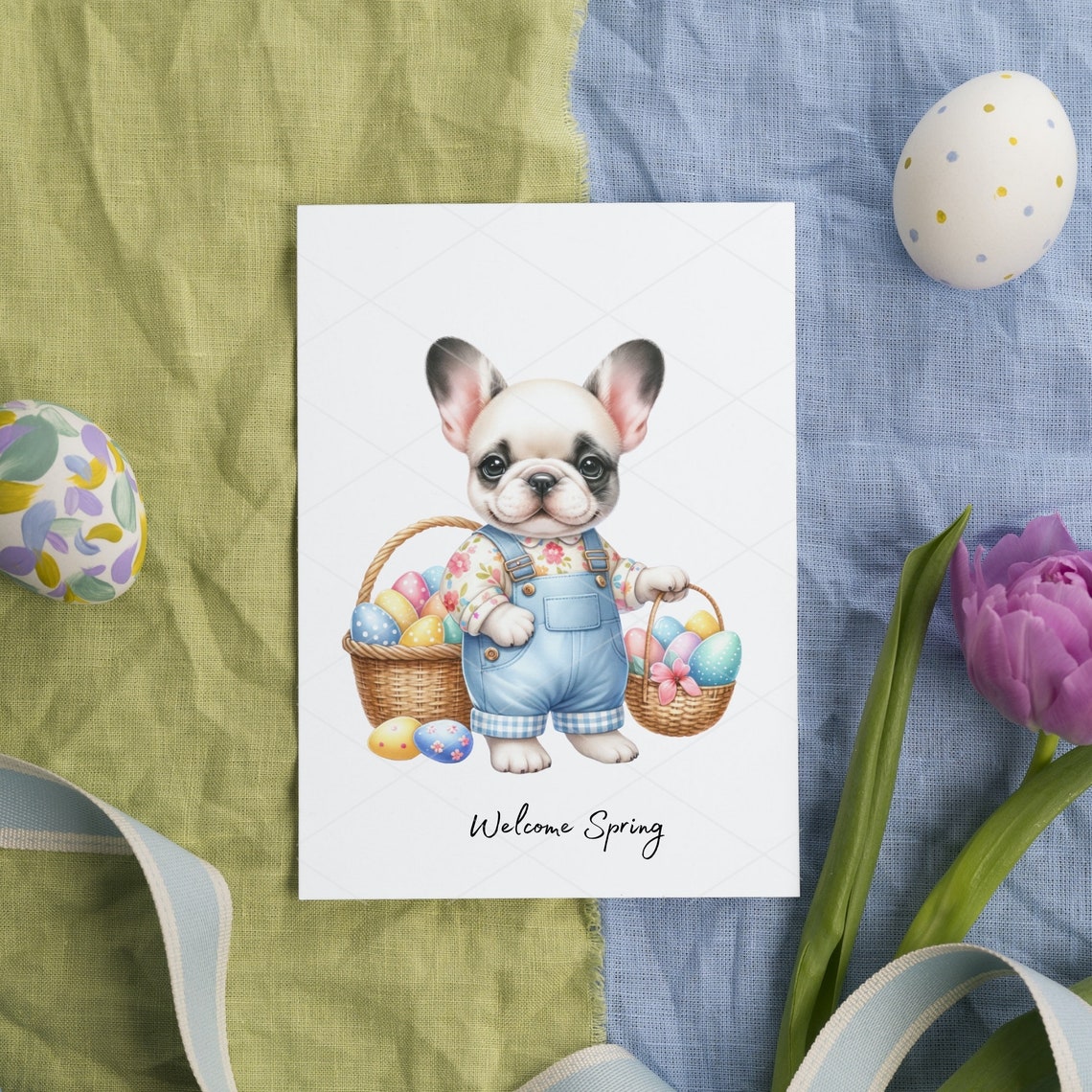 Spring Clipart Bundle PNG, French Bulldog Clipart, Cute Frenchie ...