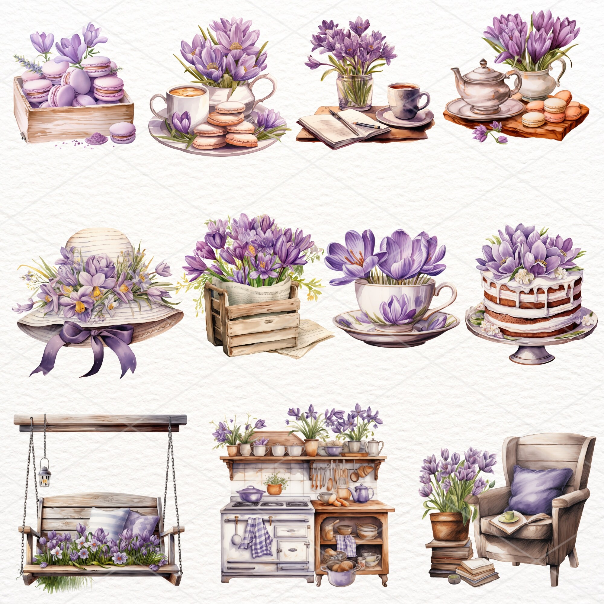 Crocus Watercolor Clipart, Spring Florals, Spring Flowers PNG, Flower ...
