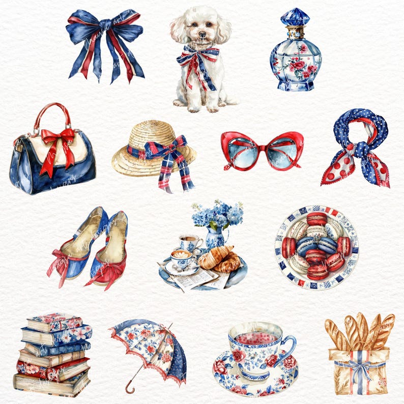 Watercolor Spring in Paris Clipart: Parisian Lifestyle PNG (digital ...