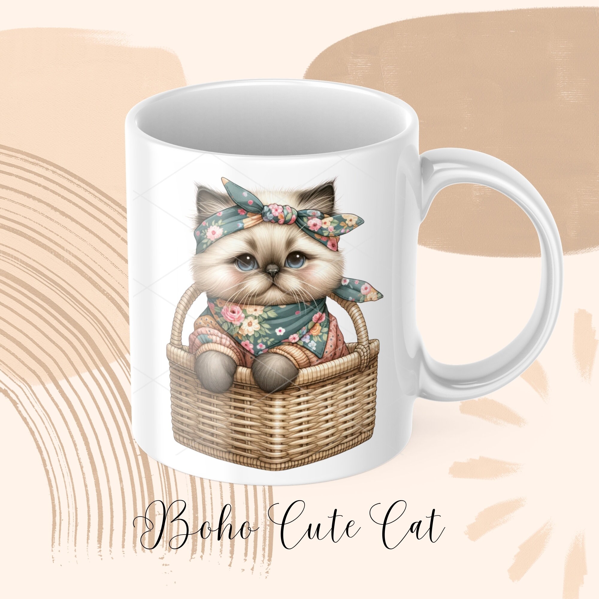 Boho Watercolor Cat Clipart: Floral PNG Images (digital Download) - Etsy
