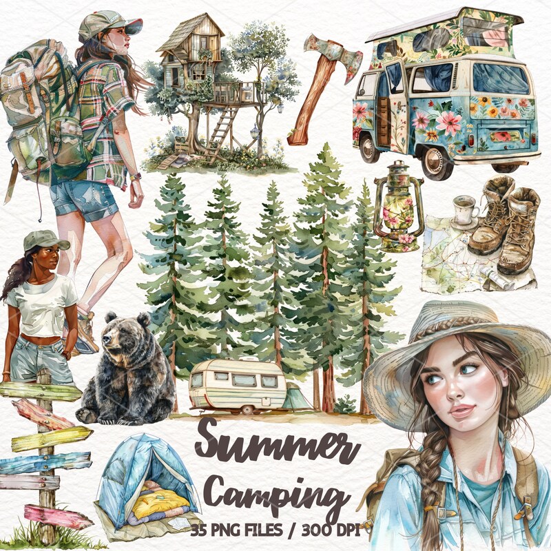 Camping Clipart - Etsy