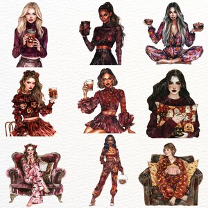 Watercolor Halloween Movie Night Clipart: Spooky PNG Stickers ...